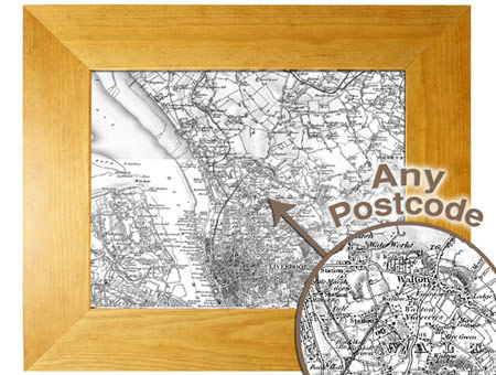 Personalised Postcode Map 10×8 Oak Effect Frame – Old Series | Myz
