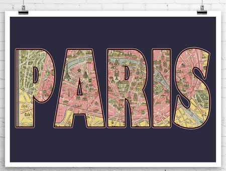 Vintage Map City Print – Paris A4 | Innovine